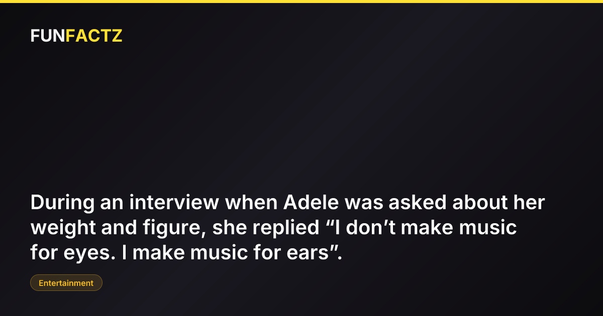 Adele: 'I Make Music for Ears, Not Eyes' | Fun Facts