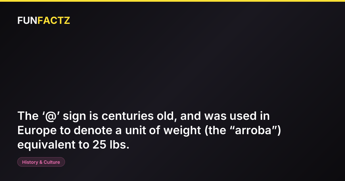 The @ Symbol's Secret History as a Weight Measurement | Fun Facts