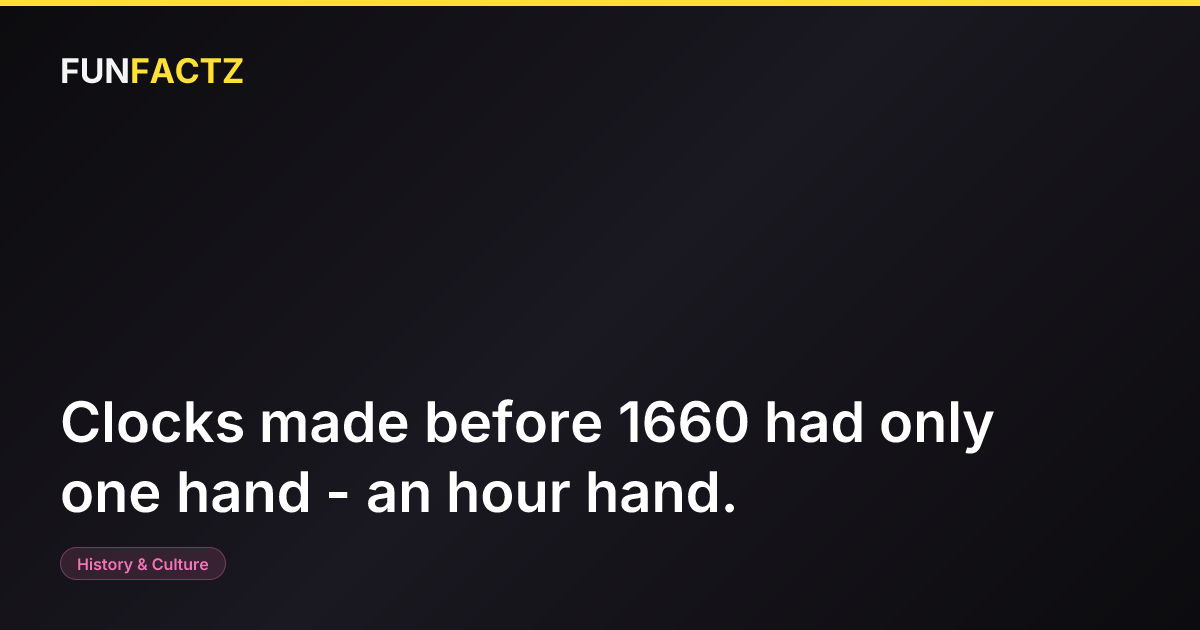 Why Clocks Before 1660 Had Only One Hand | Fun Facts